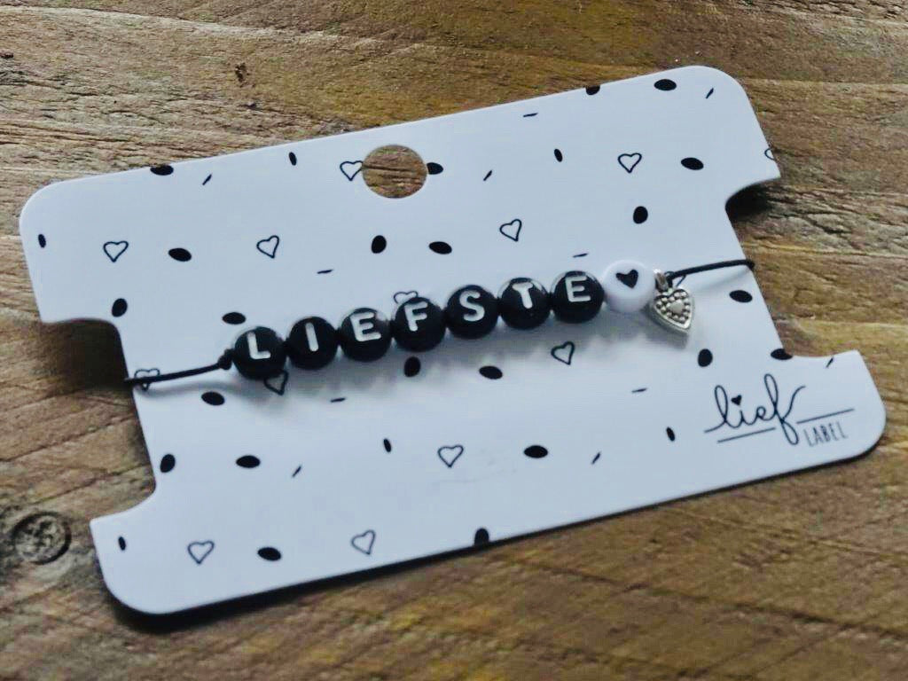 Armbandje Liefste Zwart wit – Lief Label